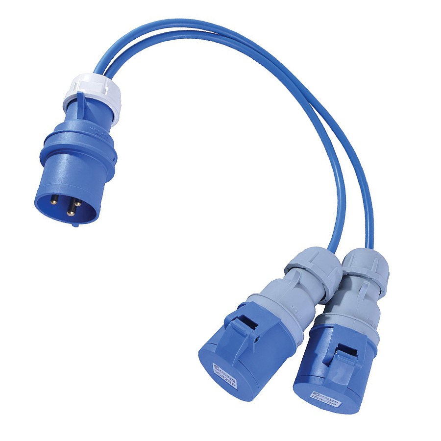 Single Phase Adaptor 16 Amp - 2x 16 Amp Y-Split SPY16216 - Powerline